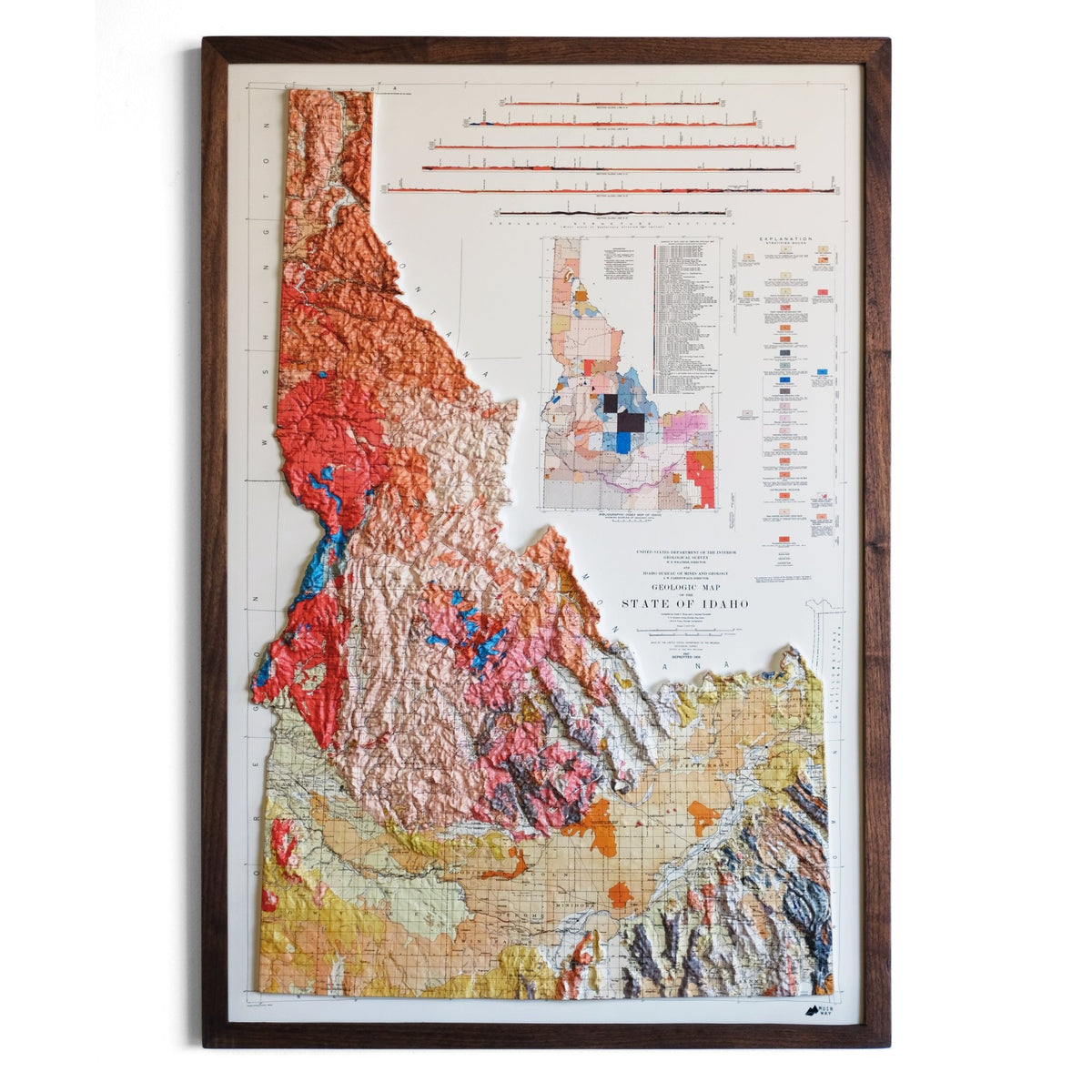 Stunning Raised 3D Relief Map of Idaho | Muir Way