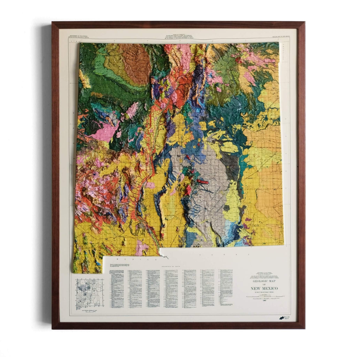 Vintage 3D Raised Relief Map of New Mexico | Muir Way