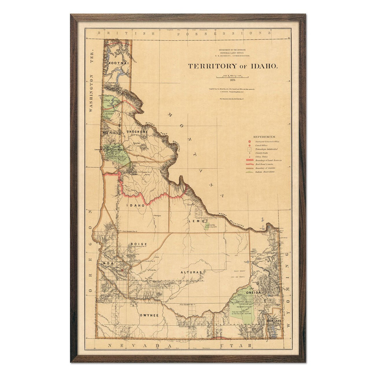 US Map in 1876 | Vintage Maps of Arizona, Colorado, & more – Muir Way