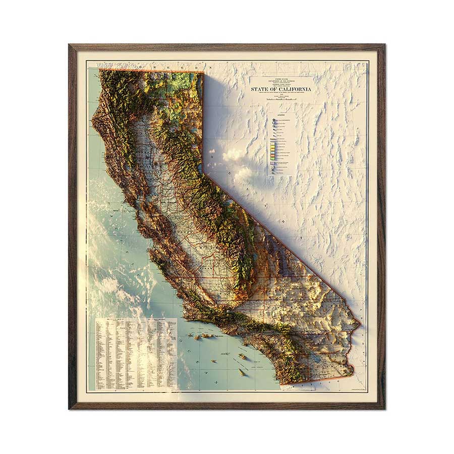 California Relief Maps | Topographic, 3D Raised Relief, Hydrological ...