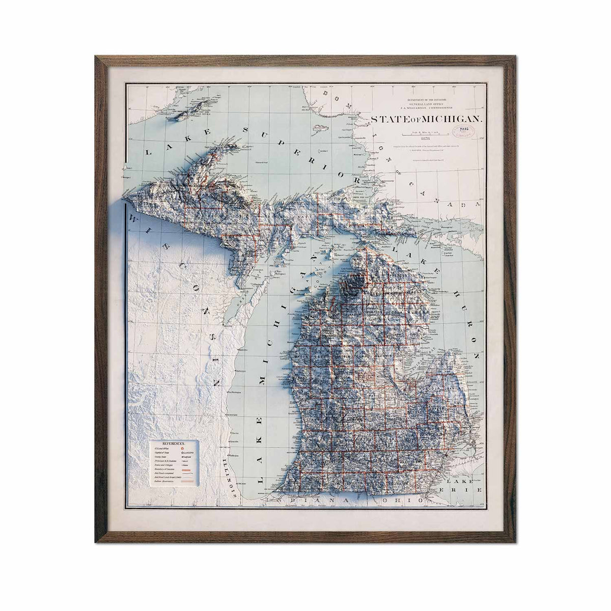 Michigan Relief, Elevation, & Hydrological Map Prints – Muir Way