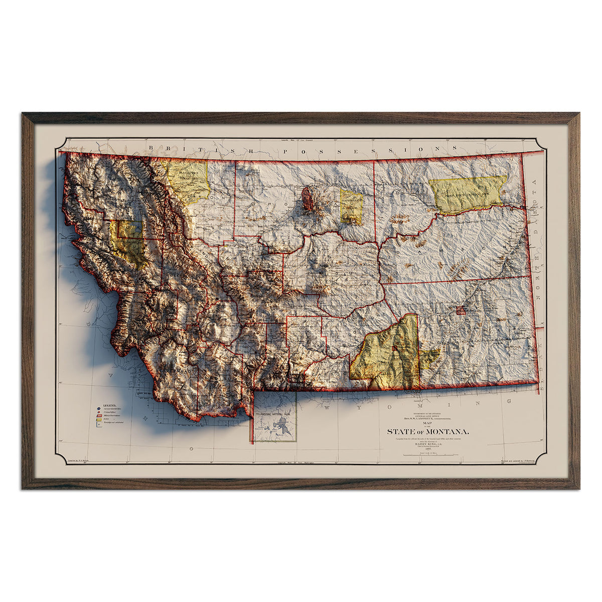 Montana Relief Map Prints | Elevation & Hydrological Maps – Muir Way