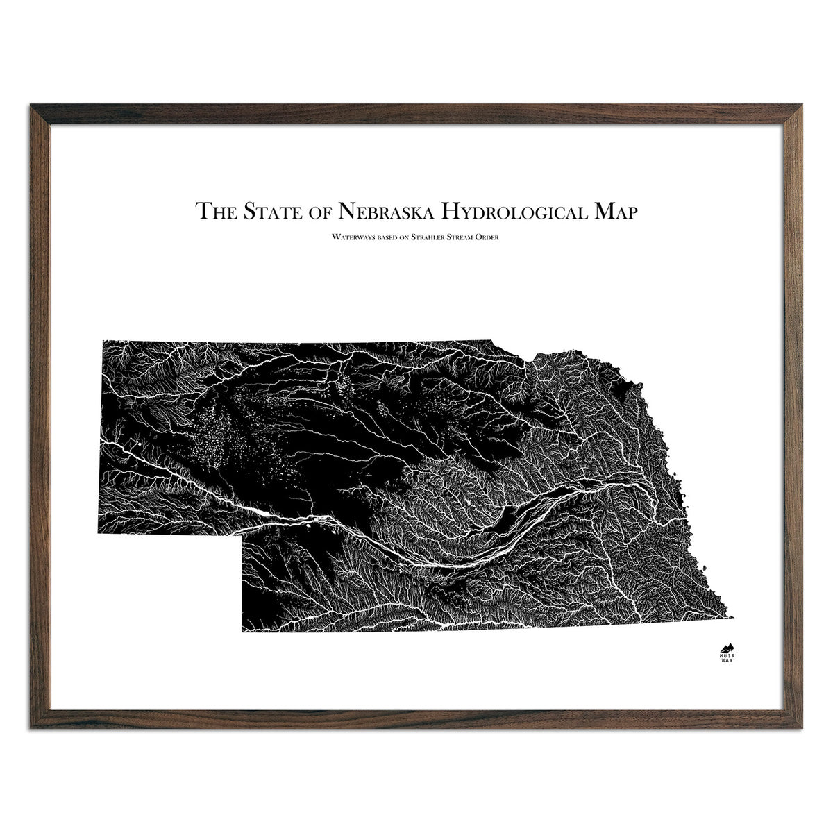 Nebraska Map Prints | Hydrological & Elevation Maps – Muir Way
