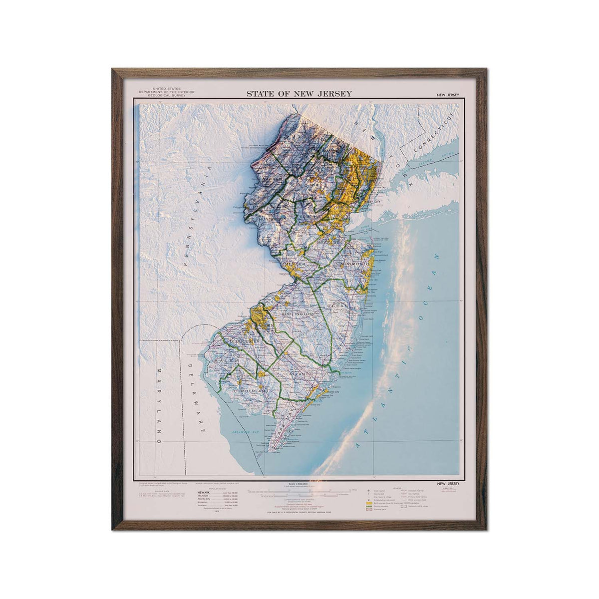 New Jersey Relief Maps | Elevation & Hydrological Maps – Muir Way