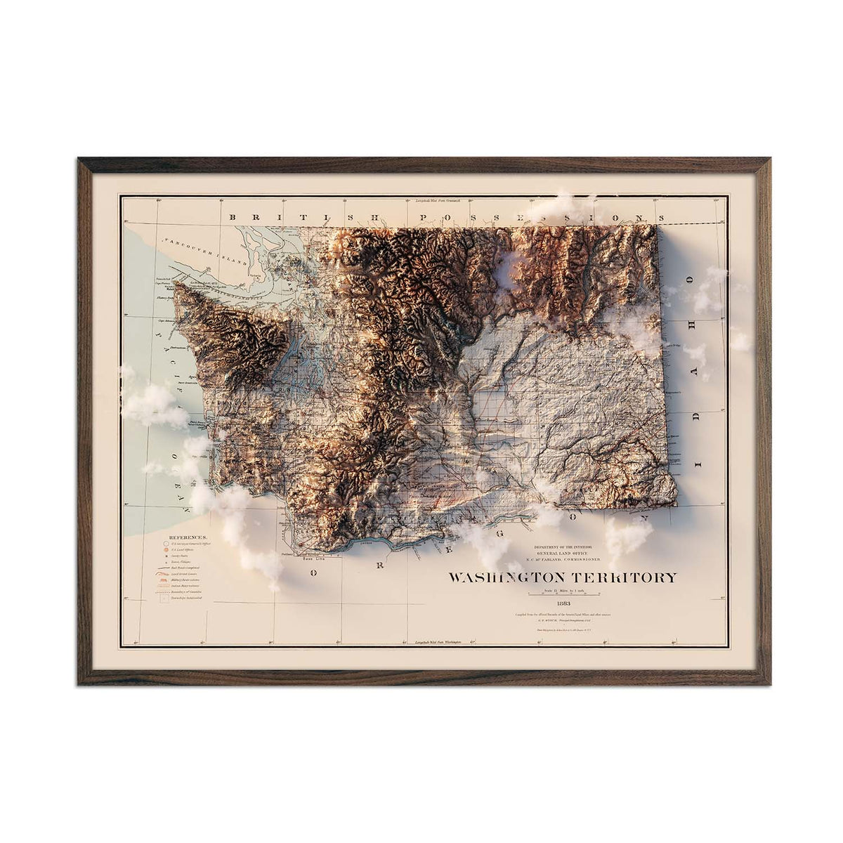 Washington State Map Prints | Relief, Topographic, & Elevation – Muir Way
