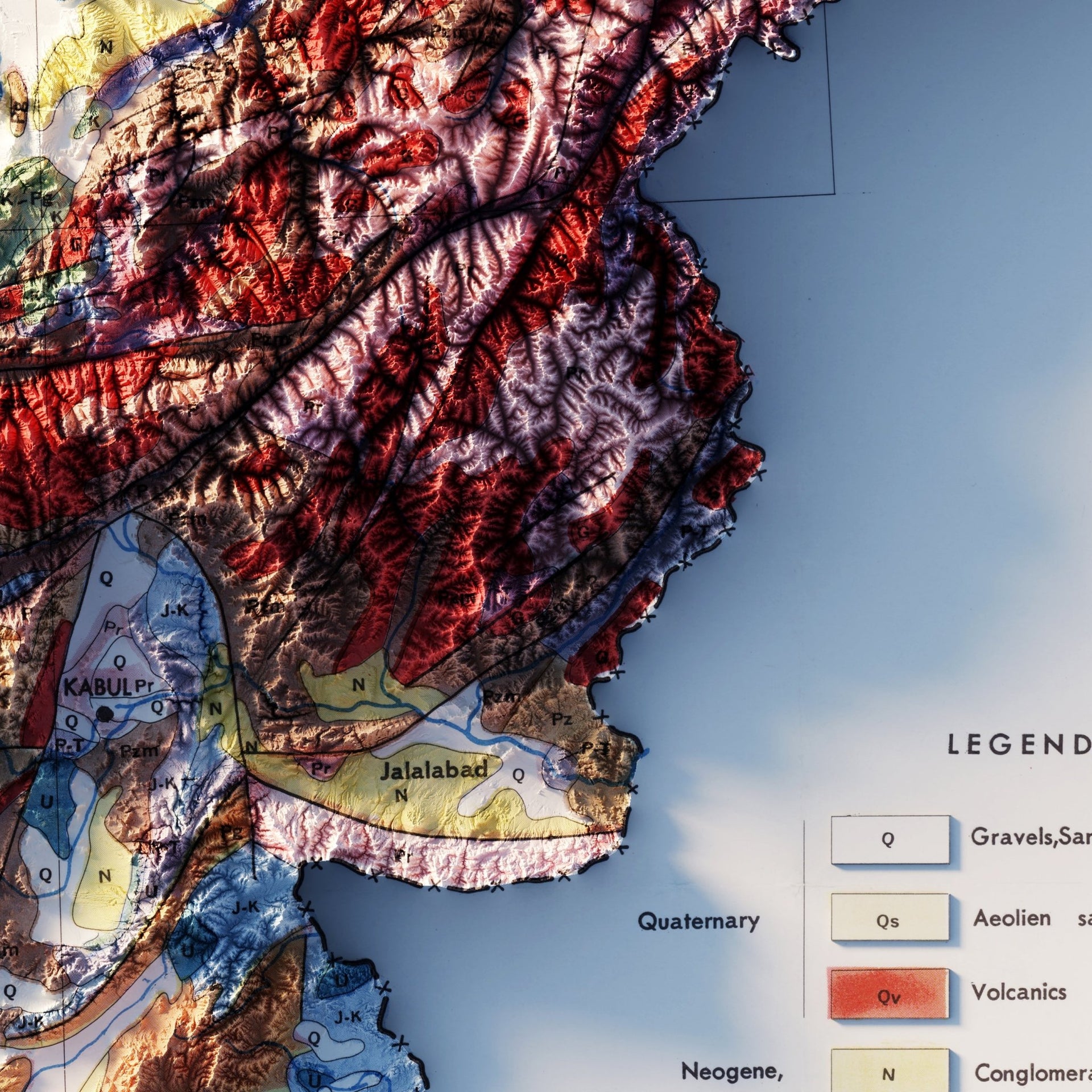Relief Map of Afghanistan (1969) Relief Map | Vintage Elevation map ...