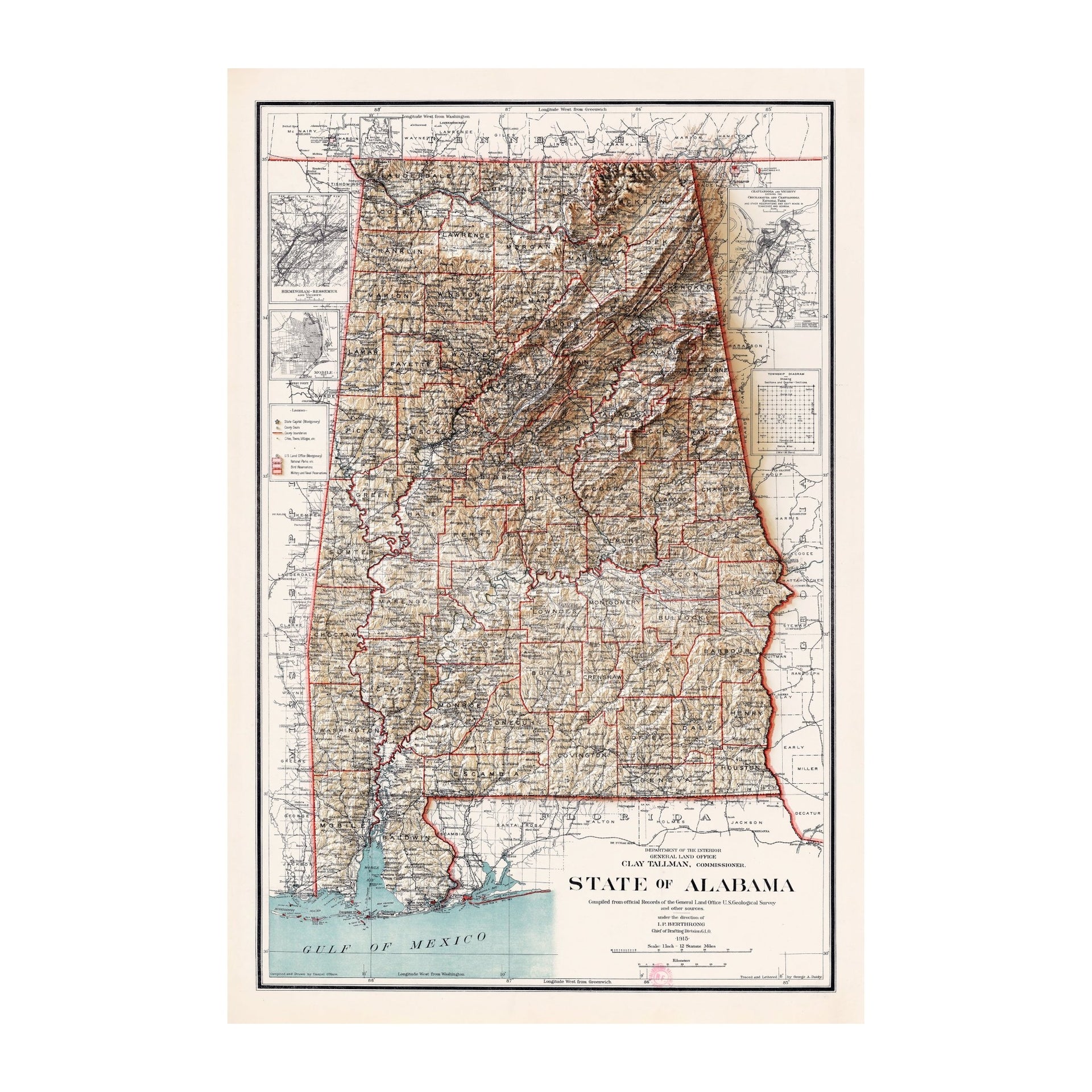 Alabama Relief Maps, Elevation & Hydrological Maps – Muir Way