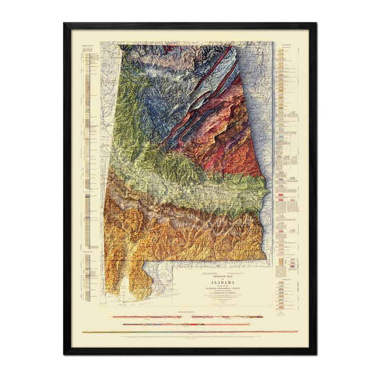 Vintage Alabama Geological Map - 1926 Relief Map | Muir Way