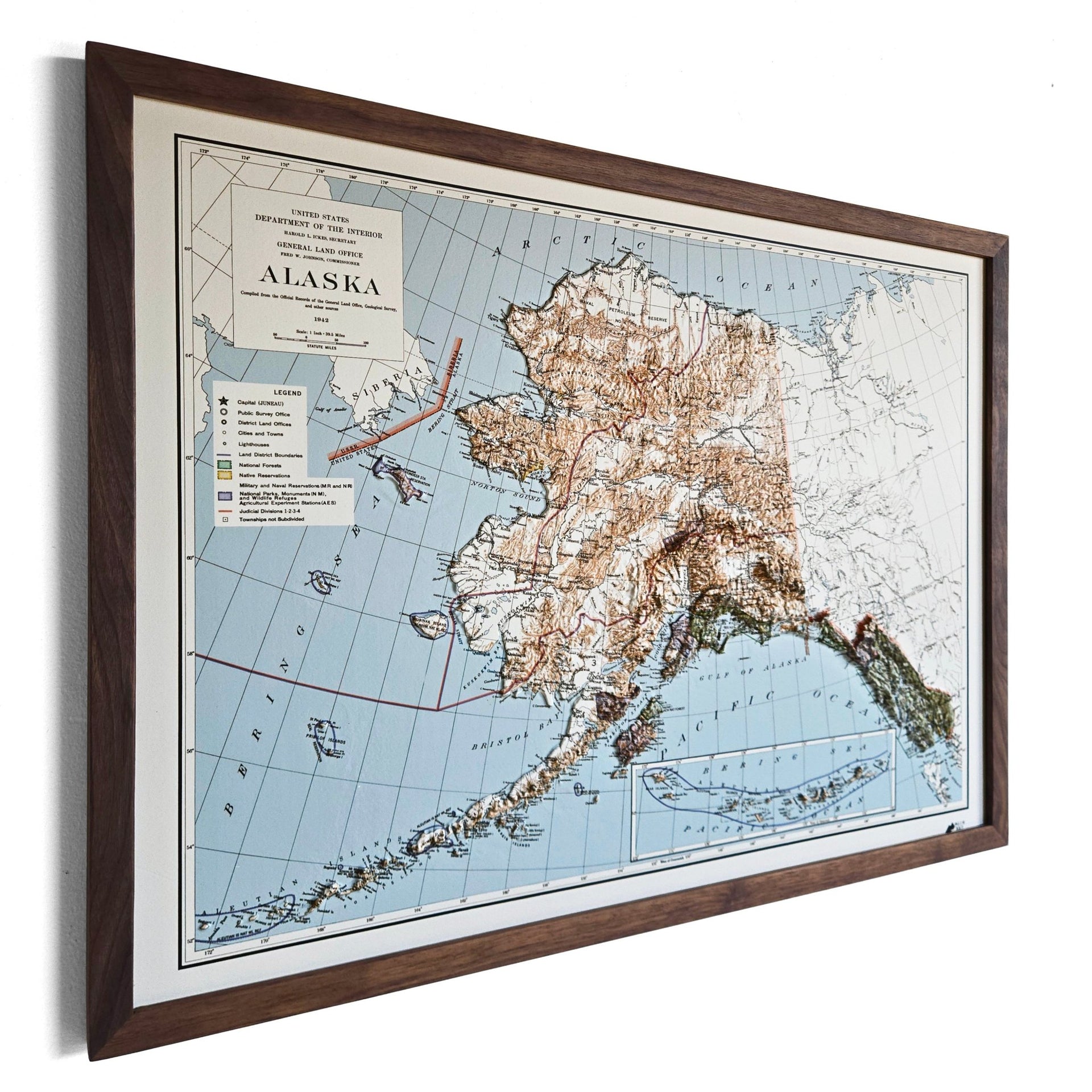 Stunning Raised 3D Relief Map of Alaska - 1942 | Muir Way