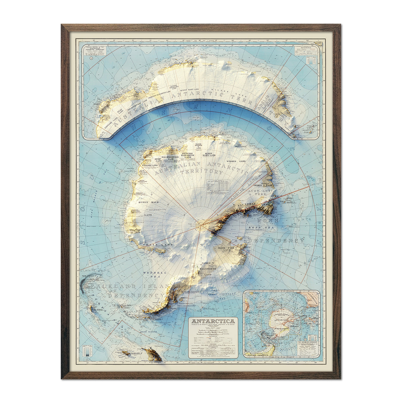 Antarctica Relief Map (1939) | Vintage Map of landscape & more – Muir Way