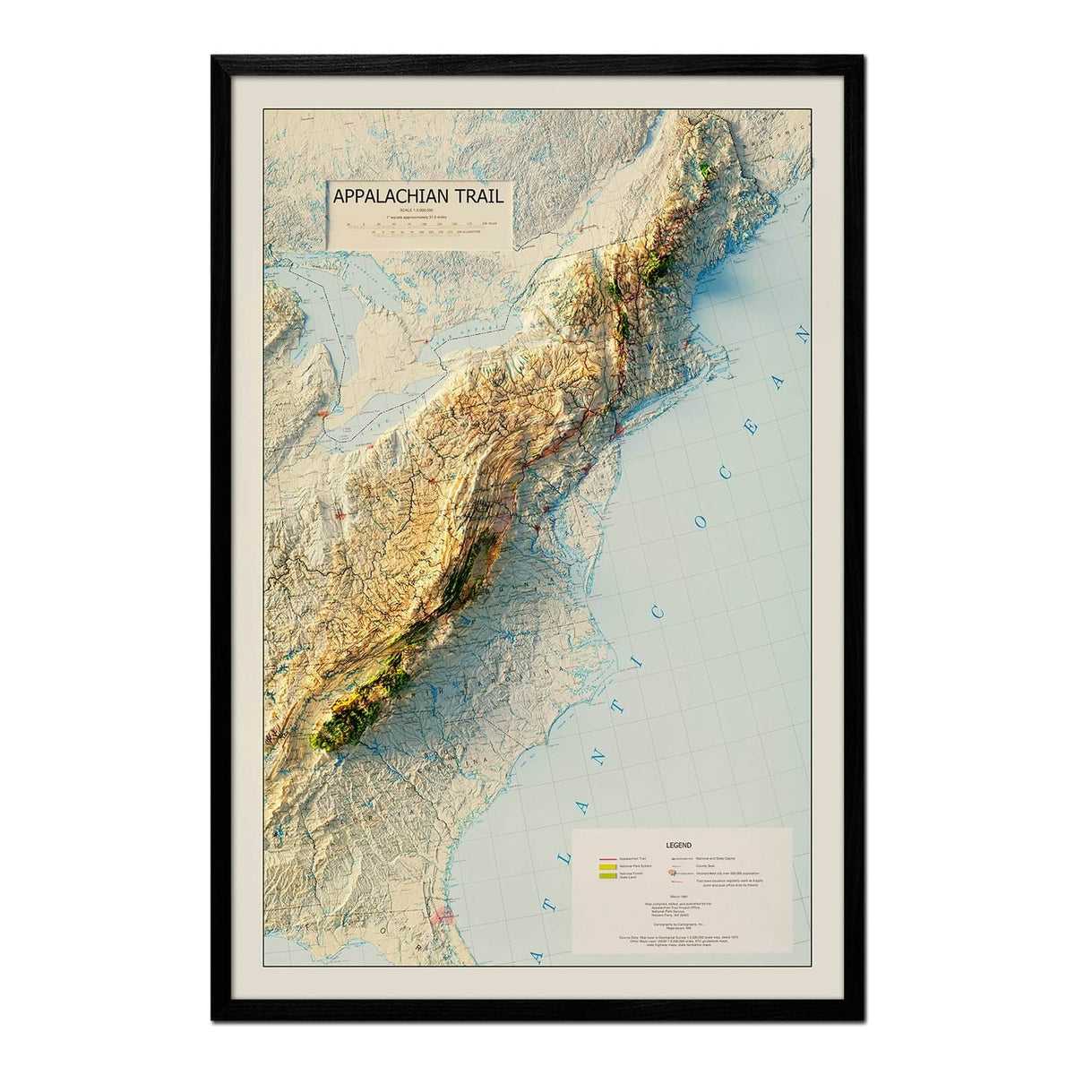 Vintage Relief Map of Appalachian Trail (1981) | Muir Way