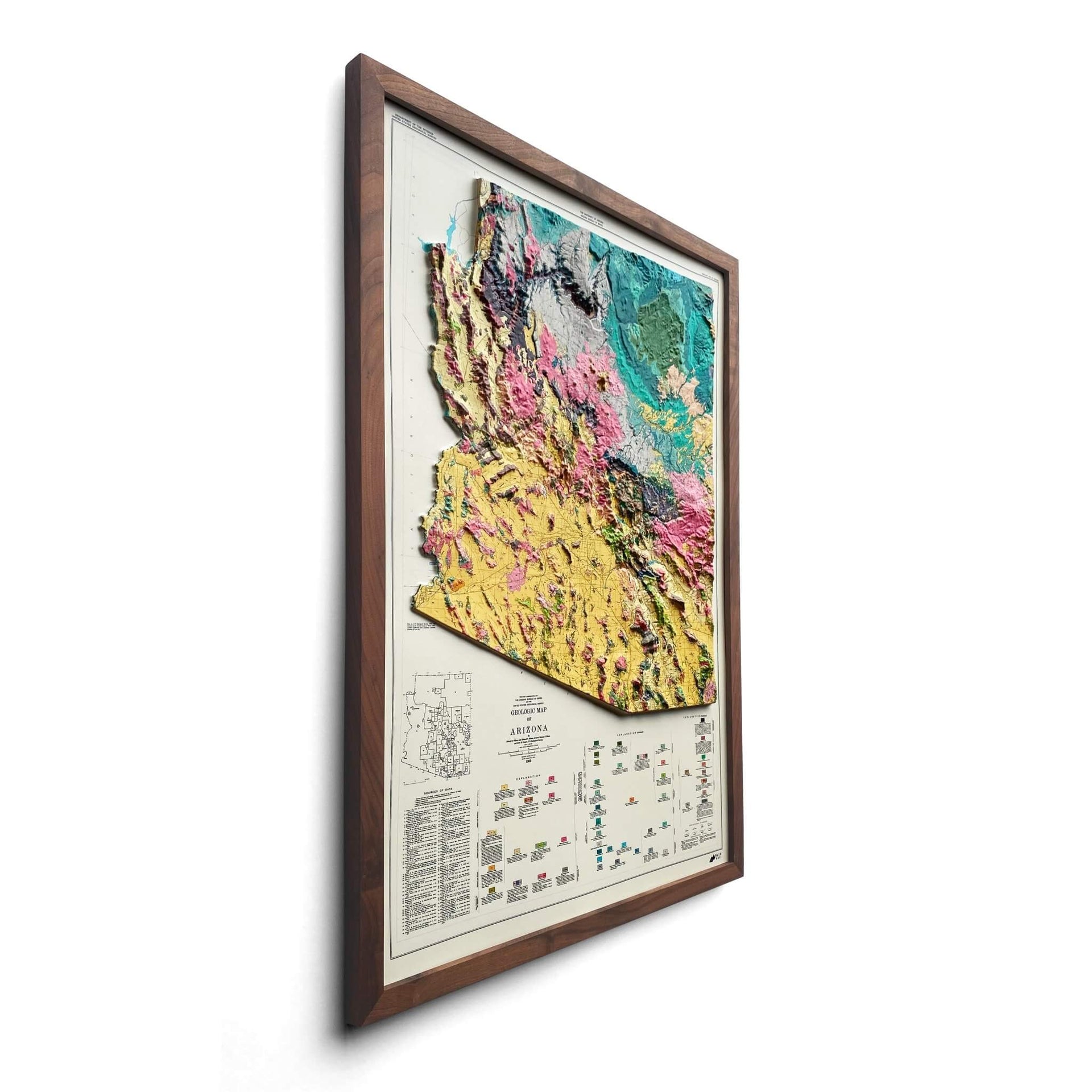 Arizona Relief Map Prints | Elevation & Hydrological Maps – Muir Way