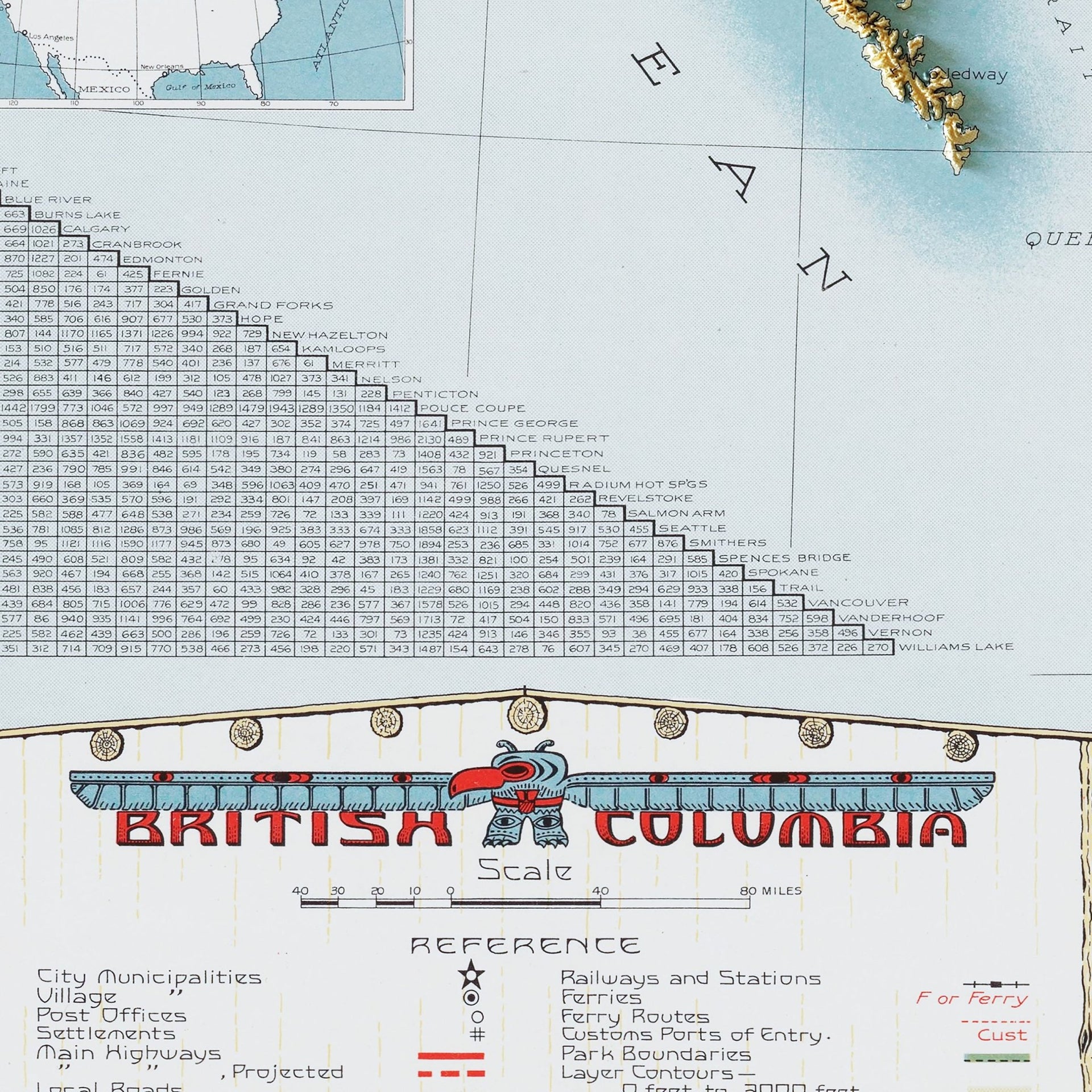 British Columbia 1948 Shaded Relief Map – Muir Way