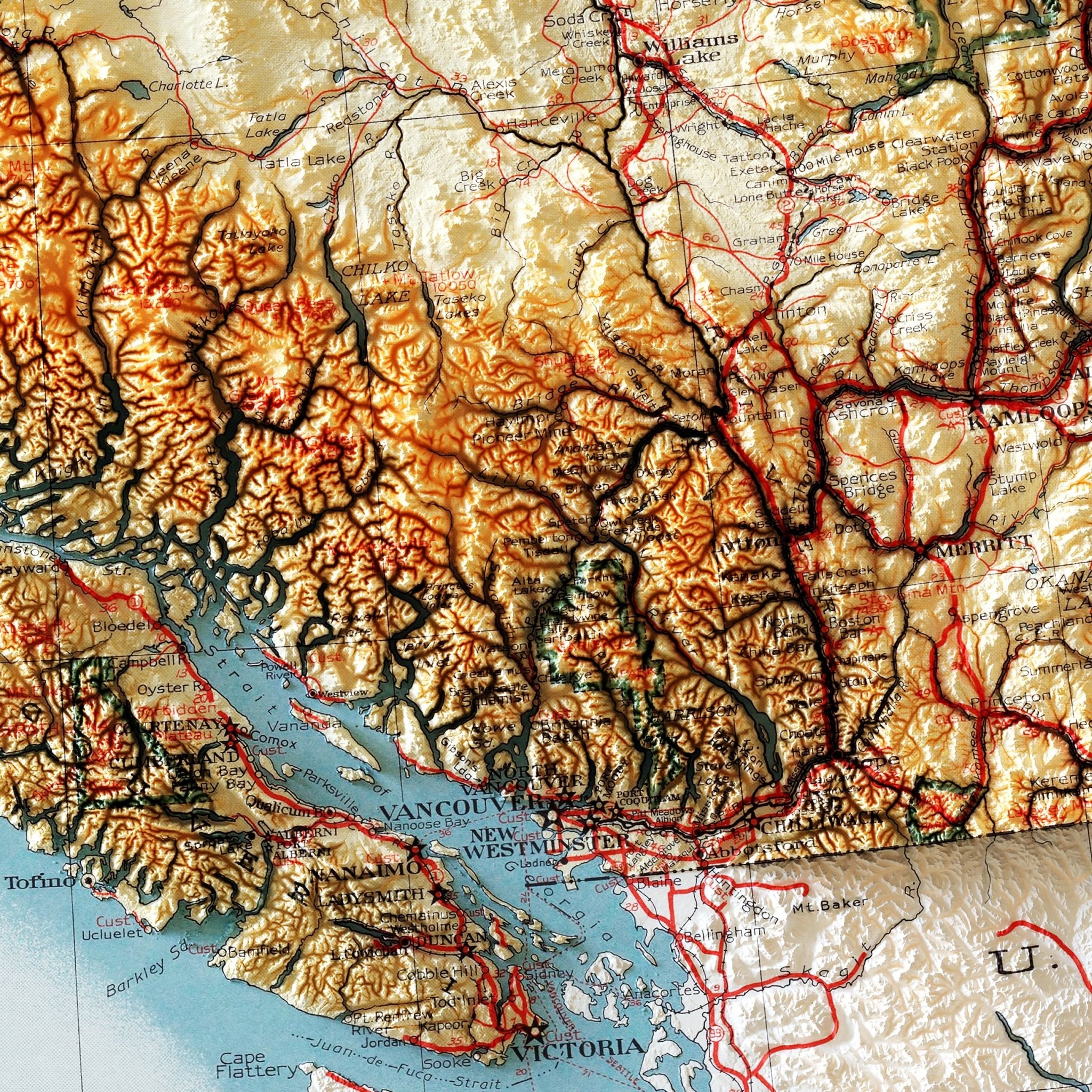 British Columbia 1948 Shaded Relief Map – Muir Way
