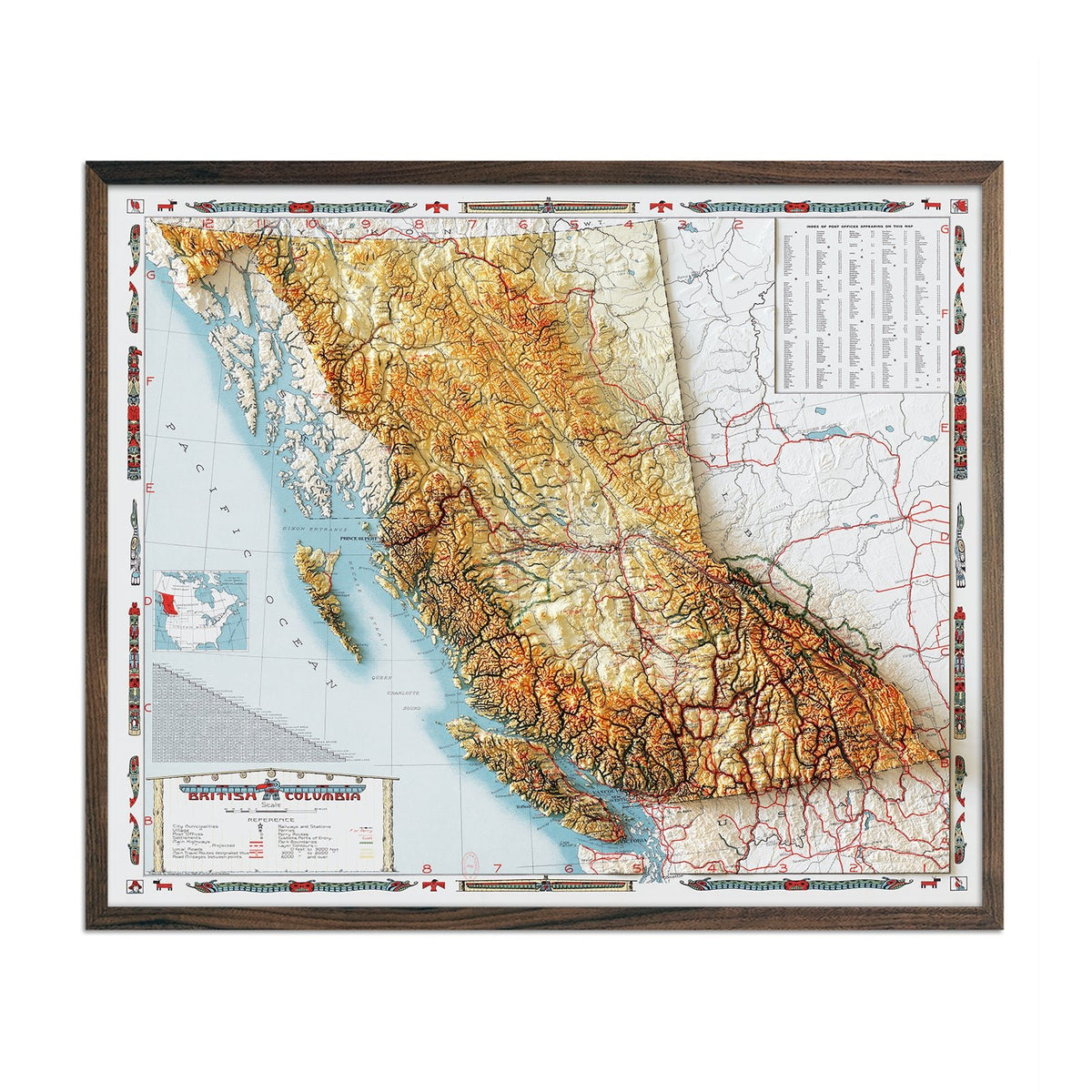 British Columbia 1948 Shaded Relief Map – Muir Way