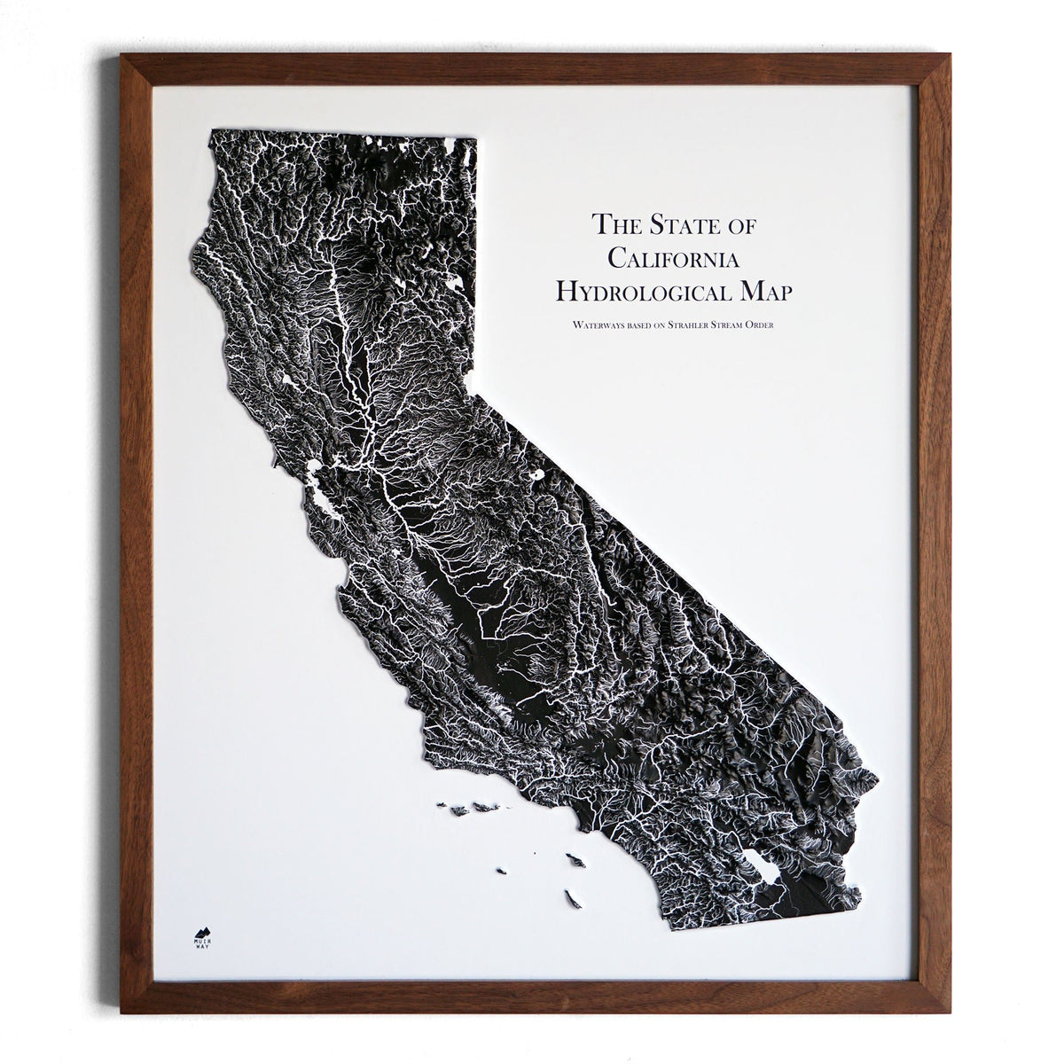 3D Hydrological Map of California in Raised Relief | Muir Way