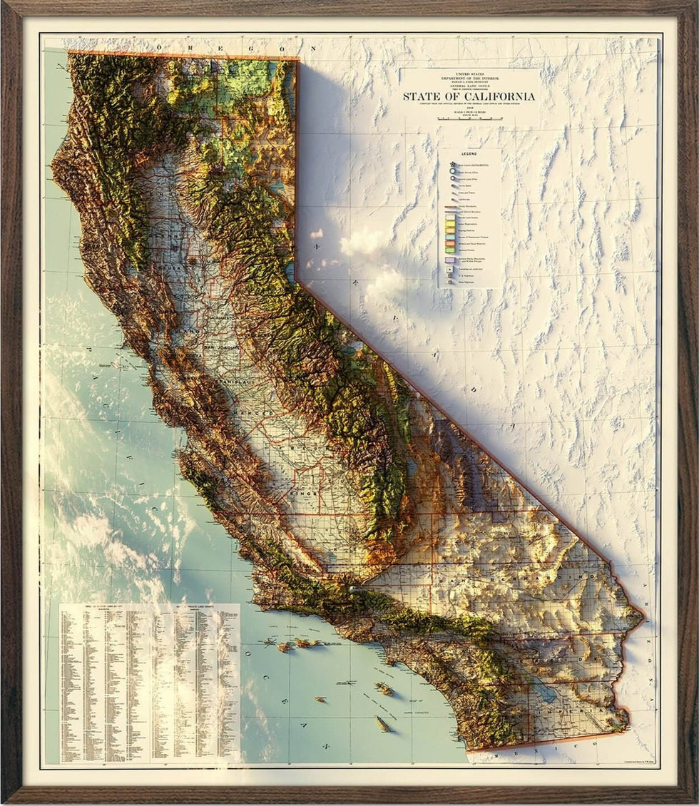 California Relief Maps | Topographic, 3D Raised Relief, Hydrological ...
