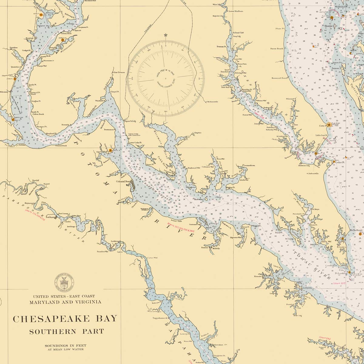 Chesapeake Bay Nautical Chart 1940 - Muir Way
