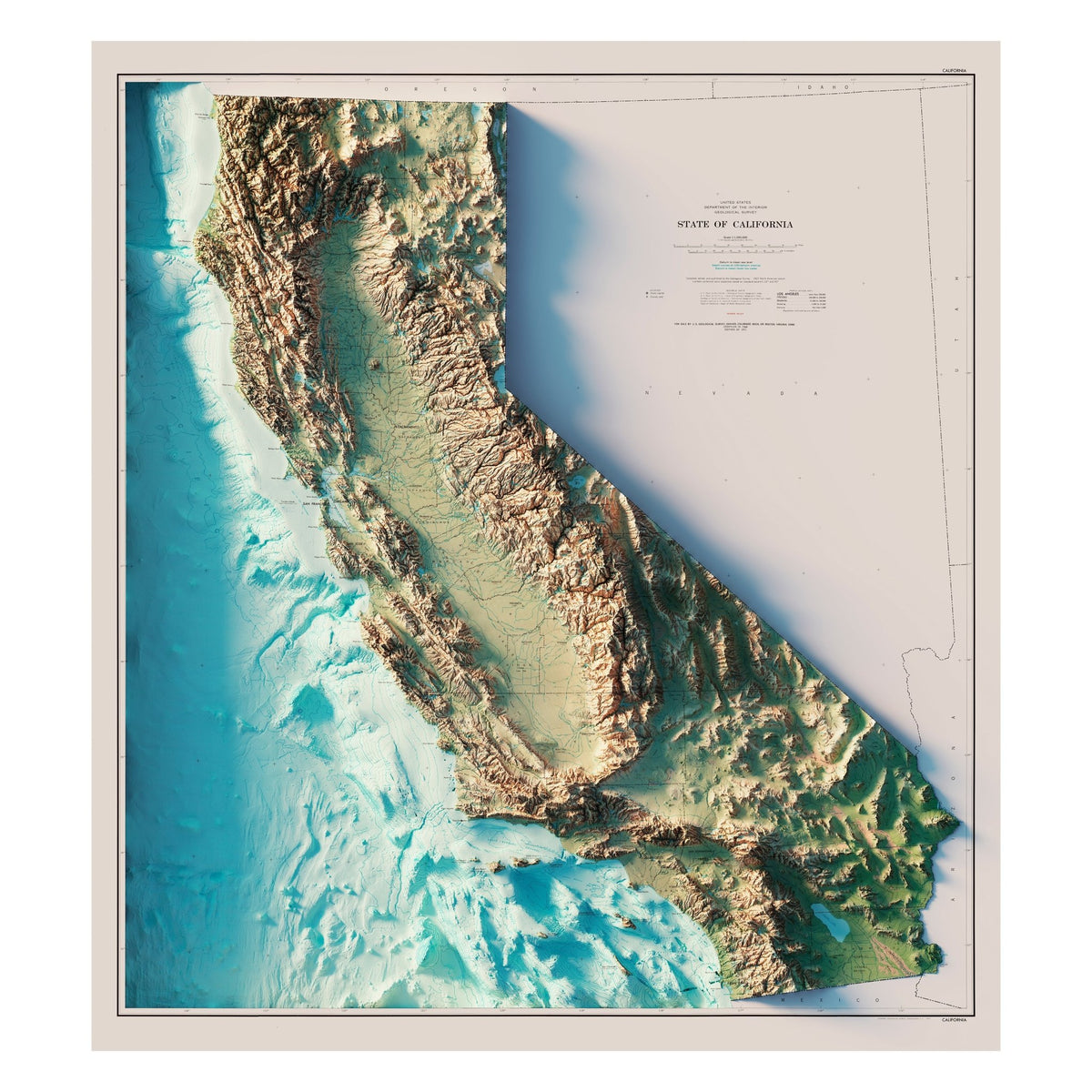 1971 Vintage Relief Map of California | Shaded Relief Map – Muir Way