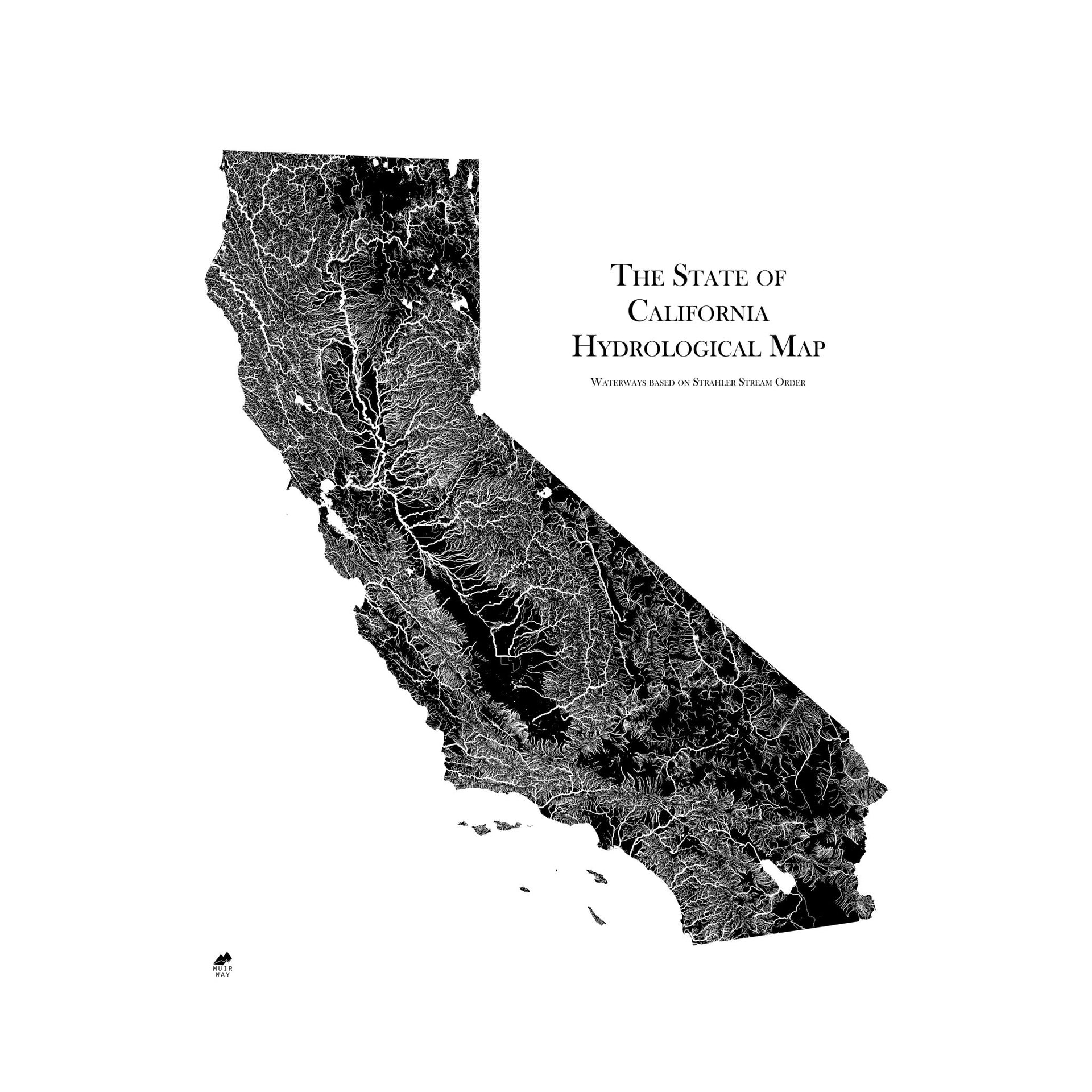 California Hydrology Series Map | Map of rivers, streams & more – Muir Way