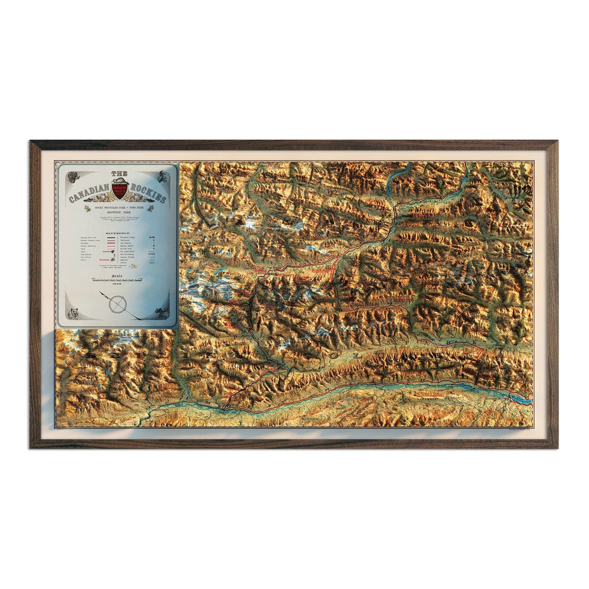 1926 Vintage Canadian Rockies Map | Relief Map | Muir Way