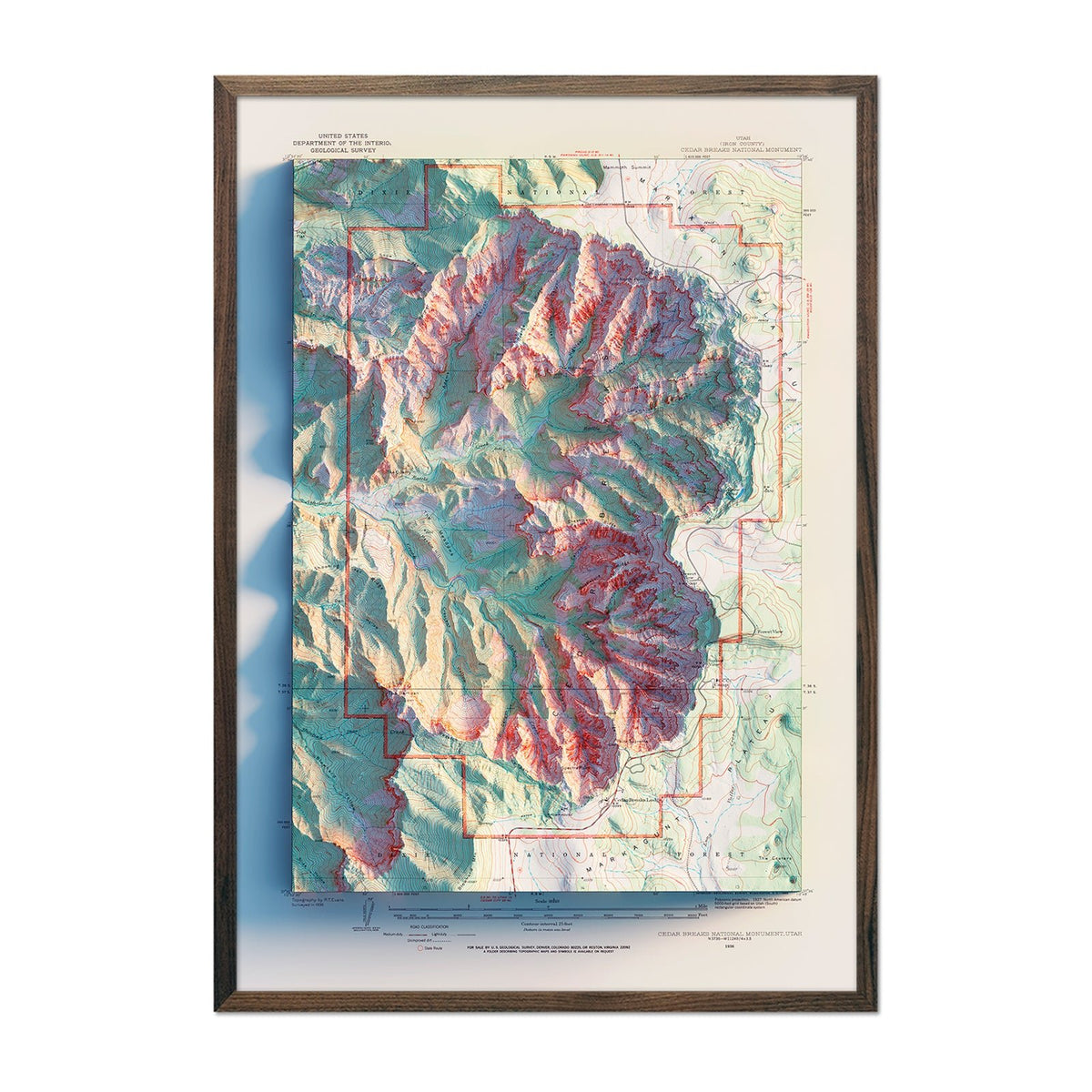 Vintage Cedar Breaks Relief Map (1936) | Muir Way