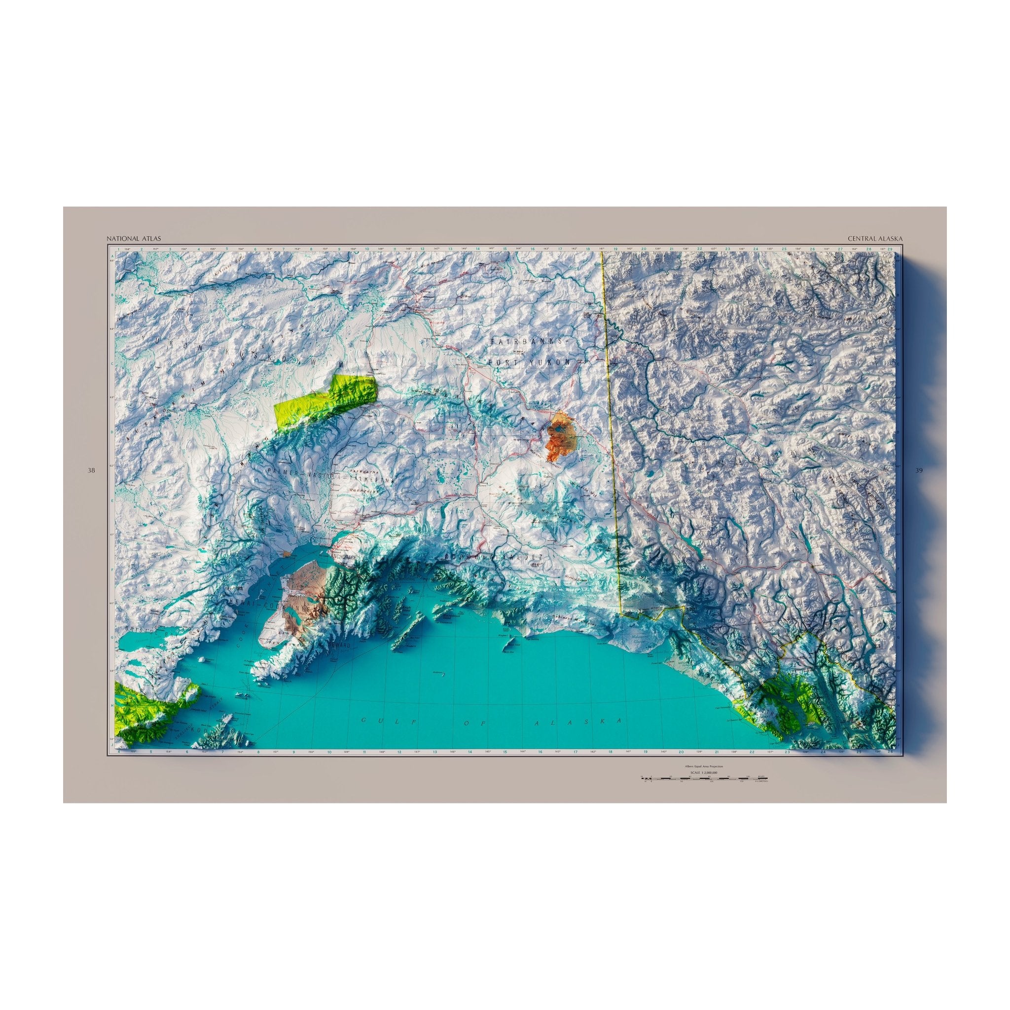 Vintage Relief Map of Central Alaska (1970) | Muir Way