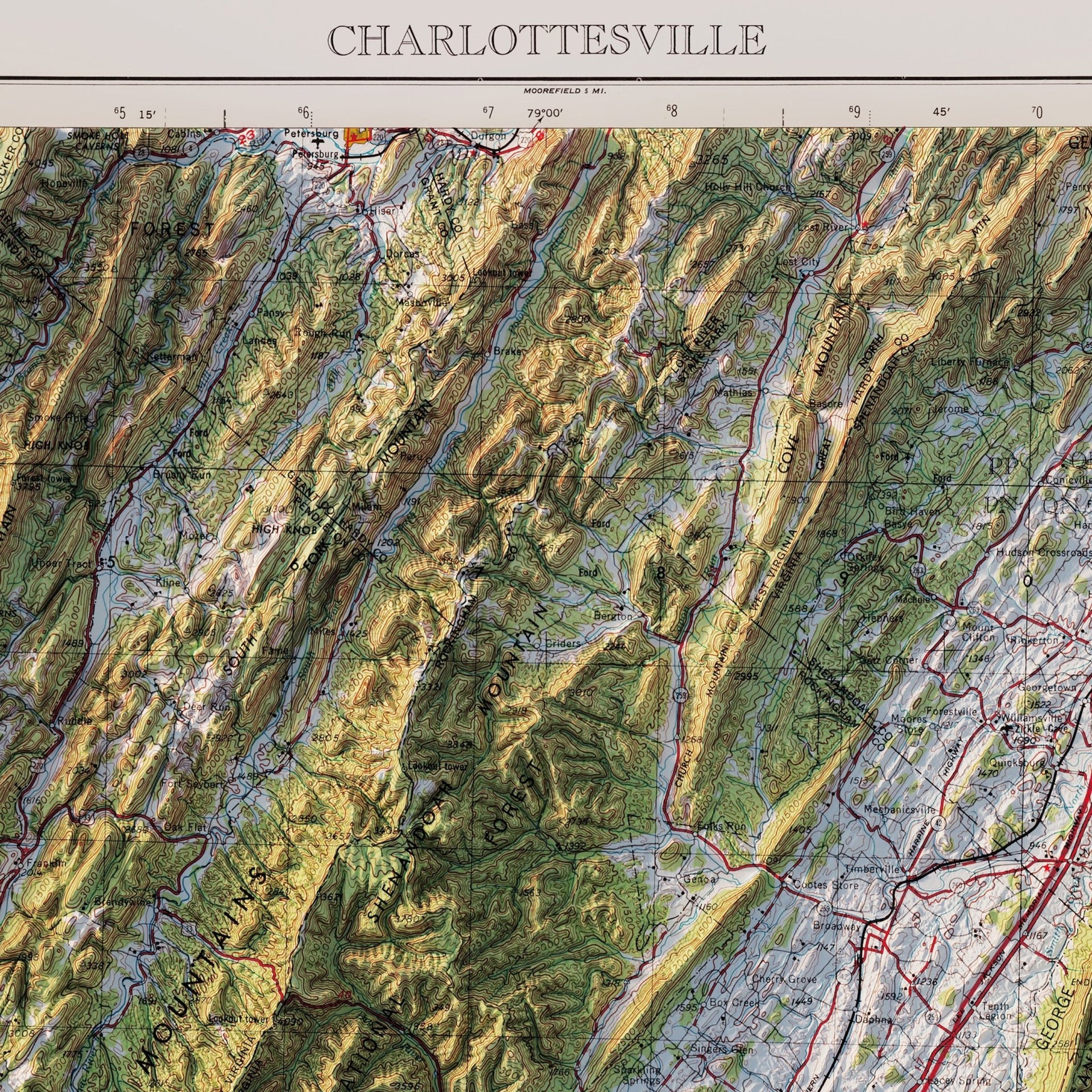Vintage Charlottesville, VA Map (1965) | Muir Way