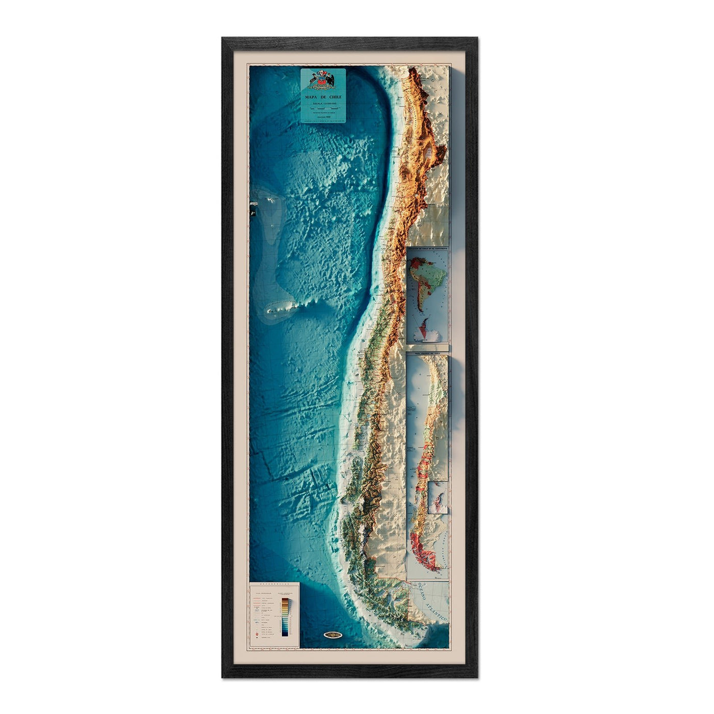 Enhanced Vintage Map of Chile (1968) Relief Map | Muir Way
