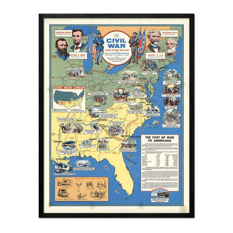 Civil War Battle Map Print Showcasing US Civil War Visual History ...