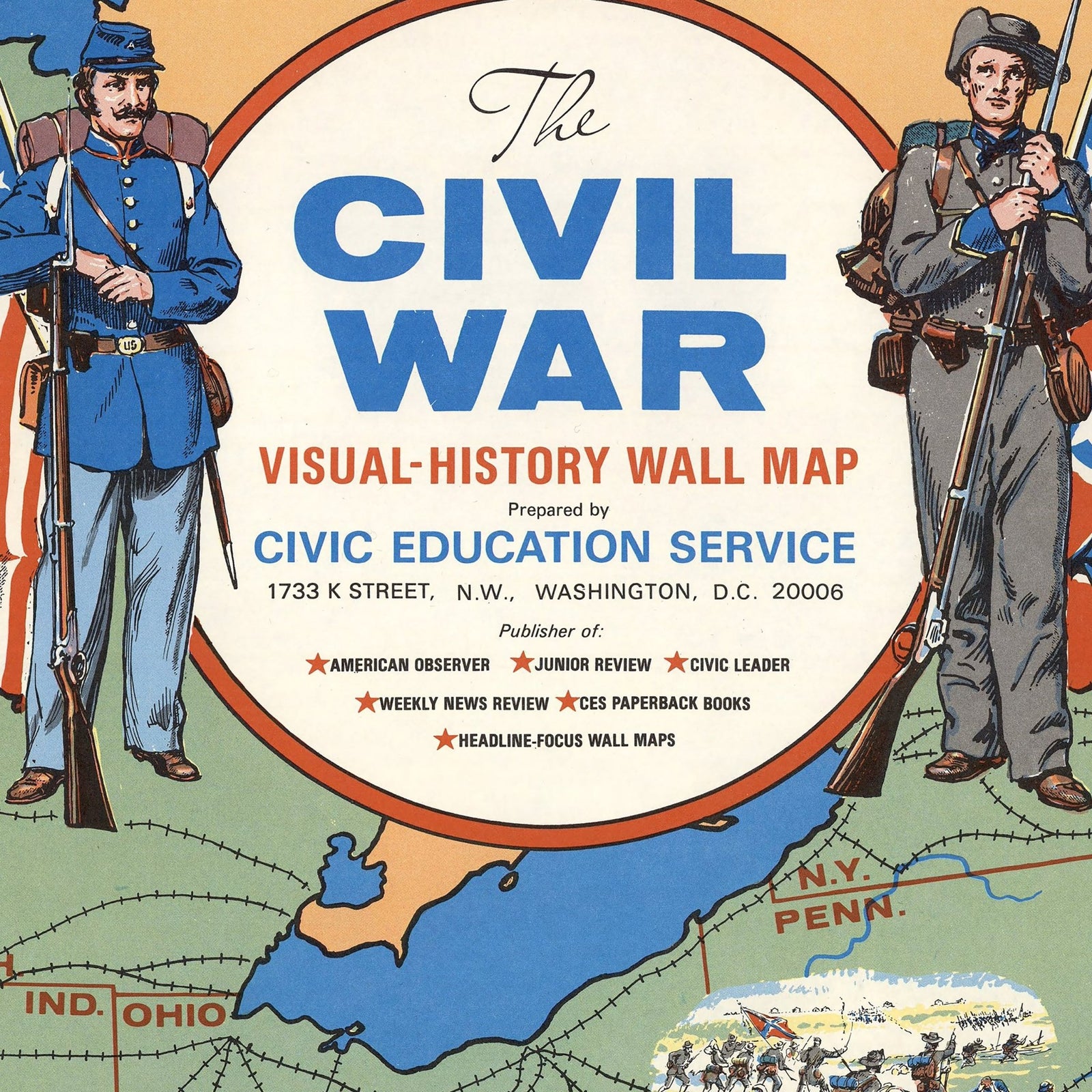 Civil War Battle Map Print Showcasing US Civil War Visual History ...