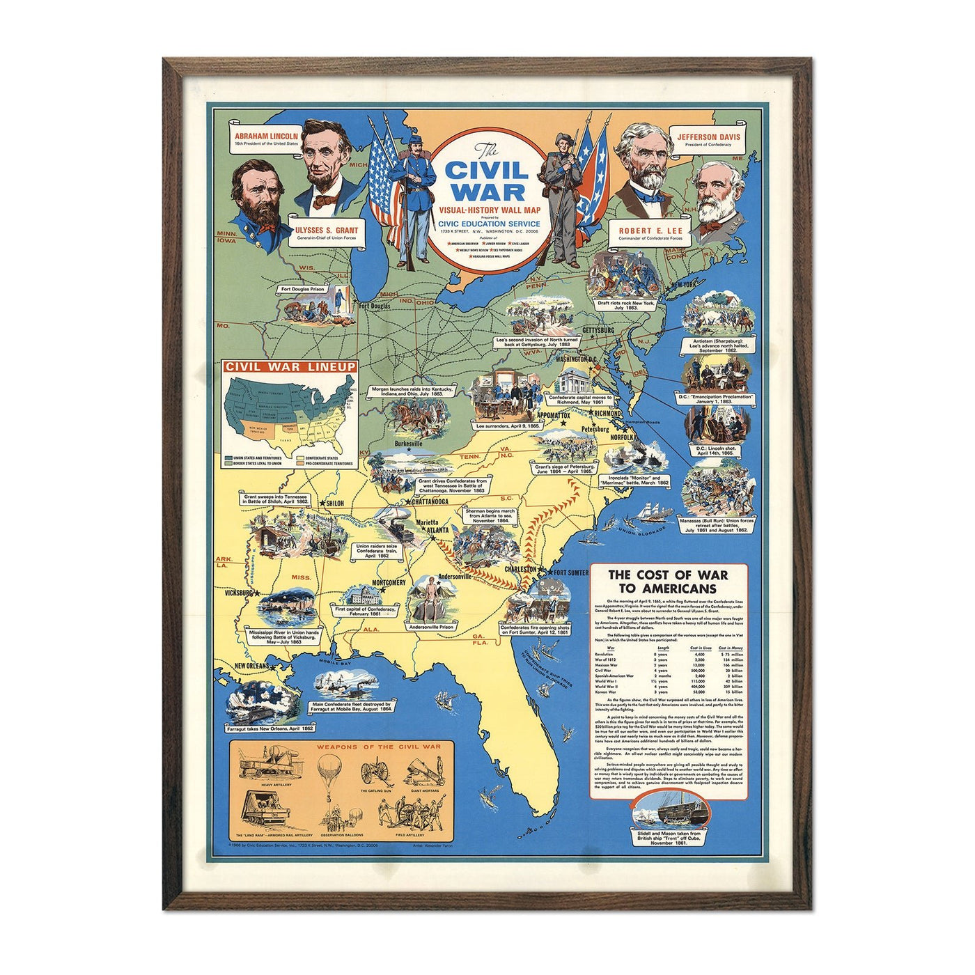 Civil War Battle Map Print Showcasing US Civil War Visual History ...
