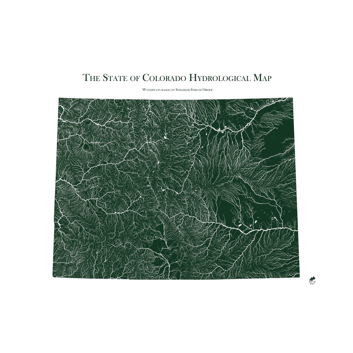 Colorado Hydrology Series Map | Map of rivers, streams & more - Muir Way