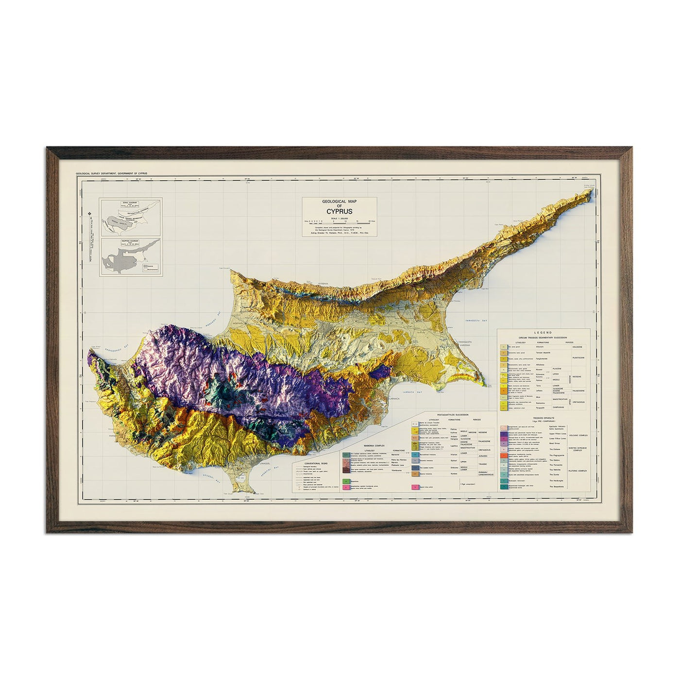 Enhanced Vintage Cyprus Relief Map (1979) | Muir Way