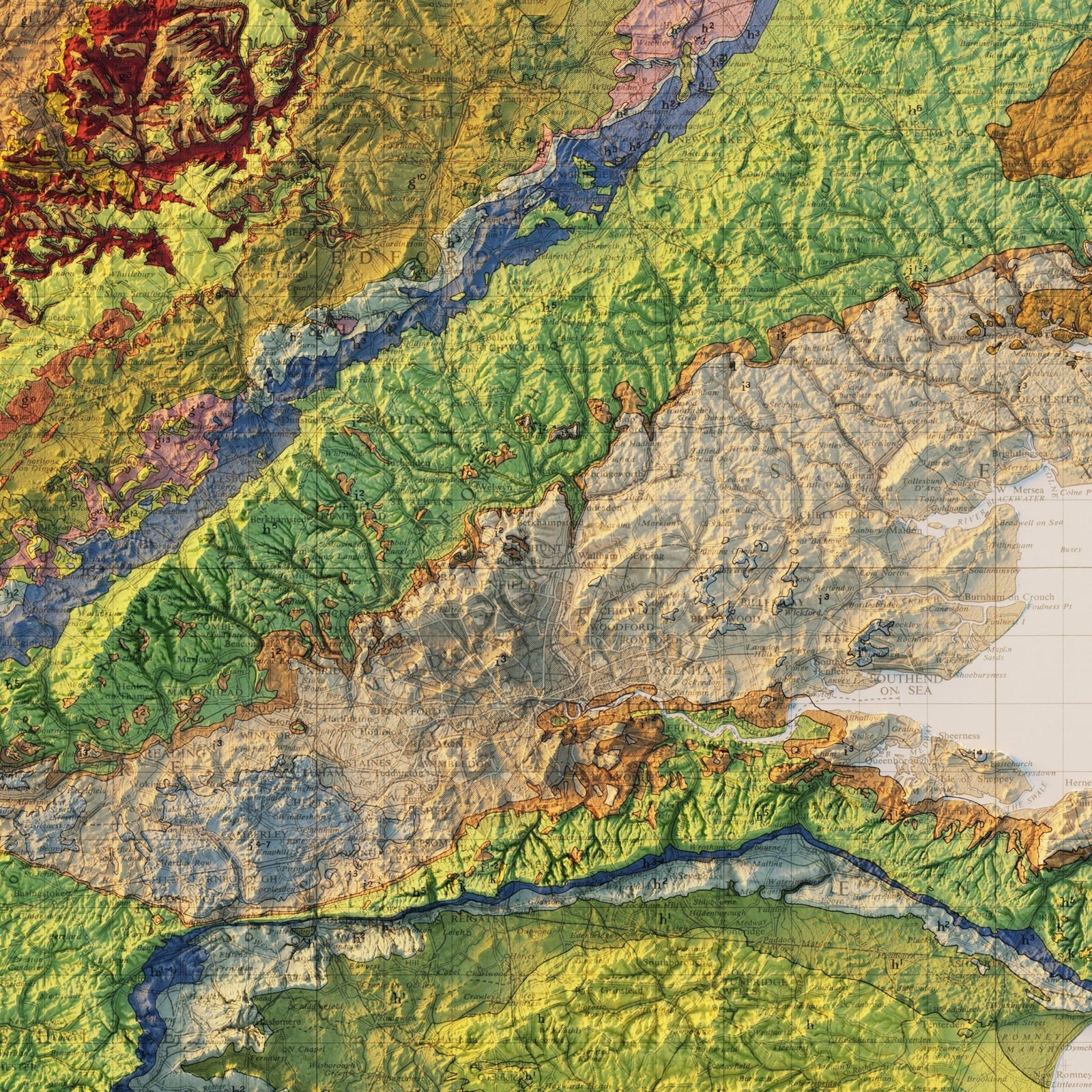 Vintage Relief Map of England and Wales (1957) | Muir Way