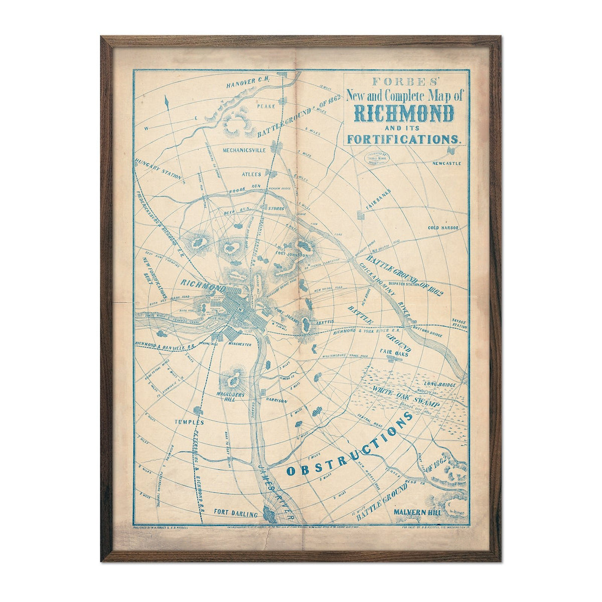 Civil War Map of Richmond: Richmond Battlefield 1862 Wall Print – Muir Way