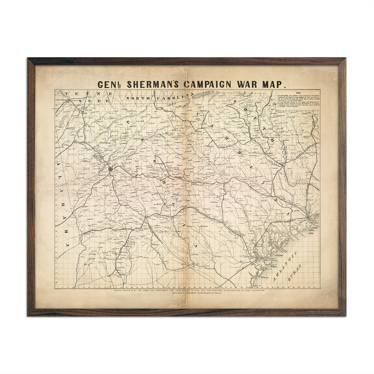 General Sherman's Full Campaign War Map Print | Muir Way