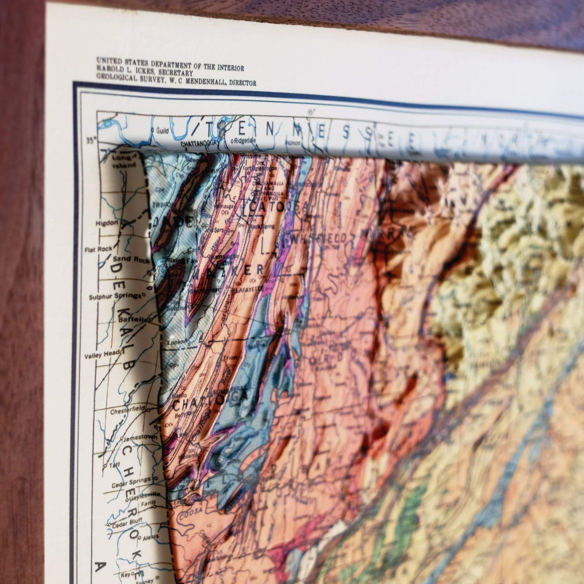 Colorful Vintage 3D Relief Map of Georgia from 1938 | Muir Way