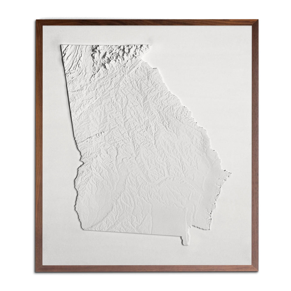 Georgia Relief Map Prints | Hydrological & Elevation Maps - Muir Way