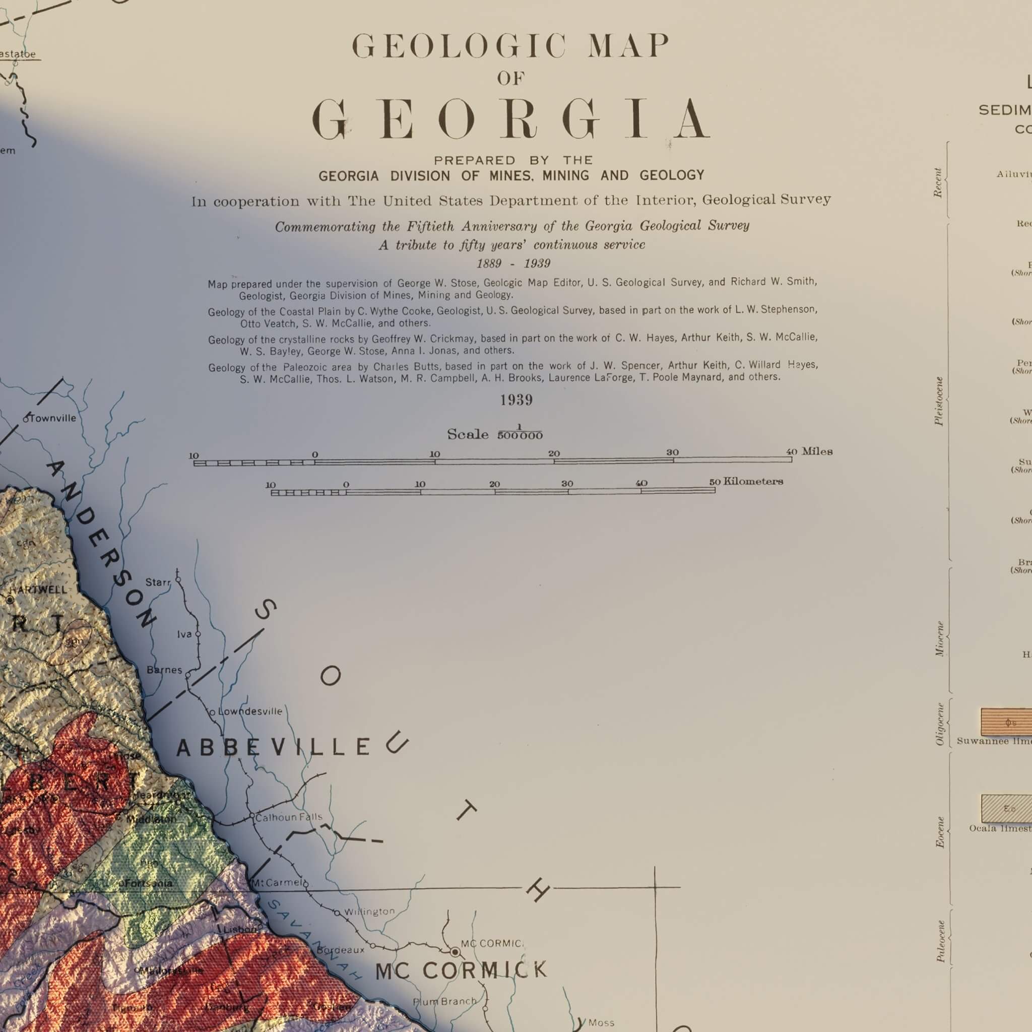 Georgia 1939 Shaded Relief Map – Muir Way