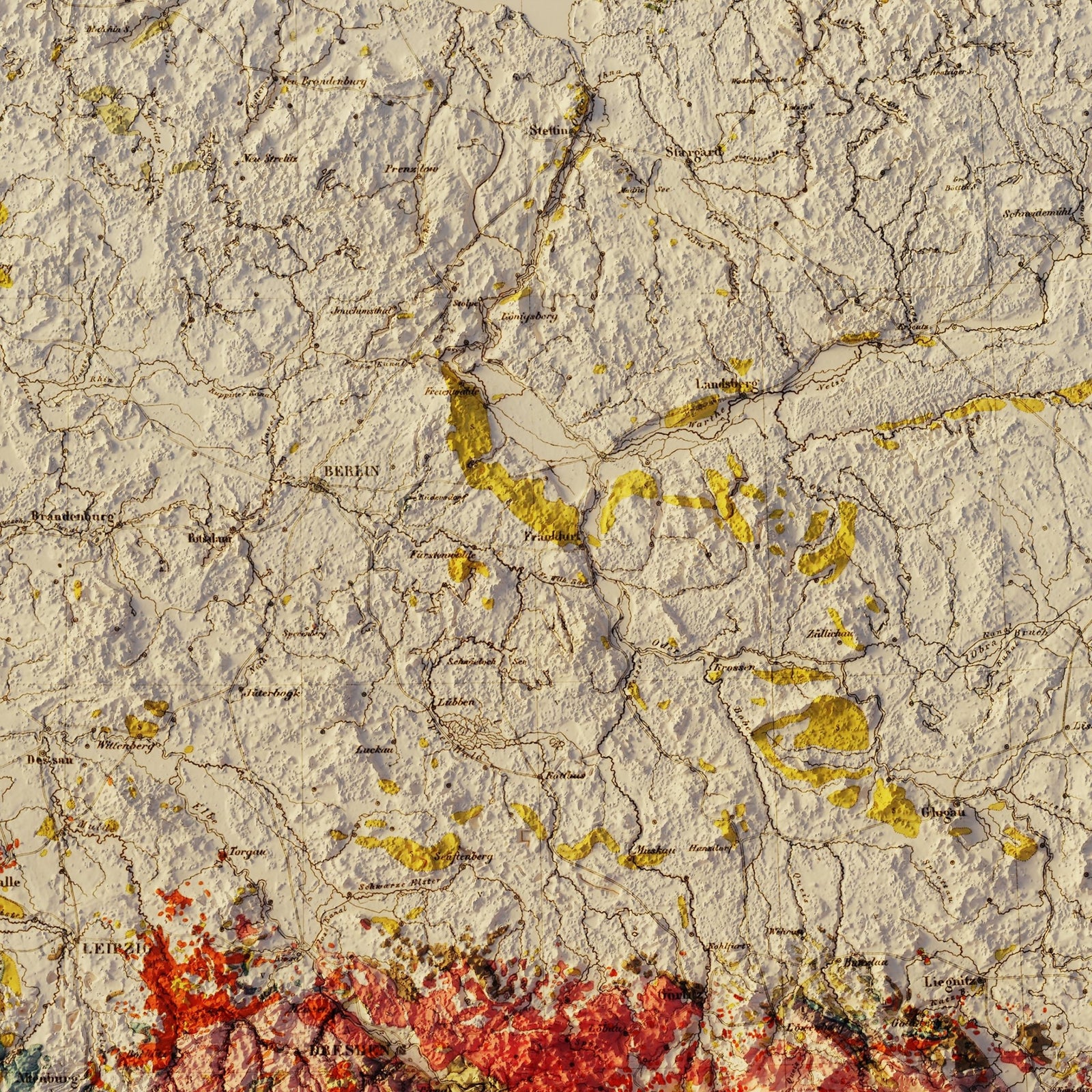 Germany 1869 Shaded Relief Map – Muir Way