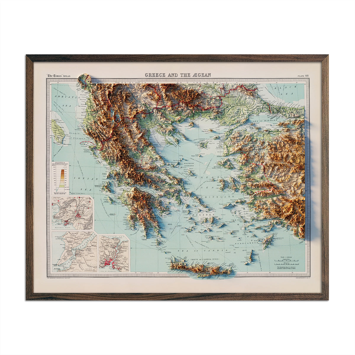 Relief Map of Greece and The Aegean Sea | 1922 Vintage Map - Muir Way