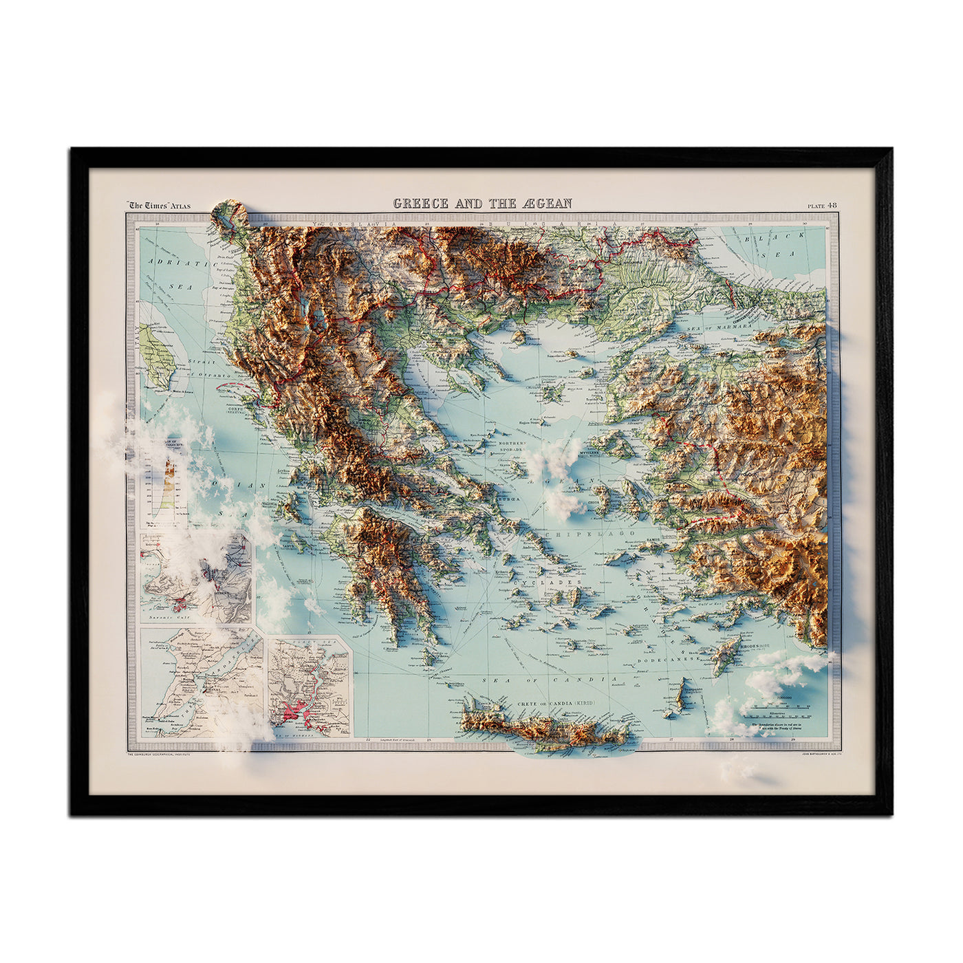 Relief Map of Greece and The Aegean Sea | 1922 Vintage Map – Muir Way