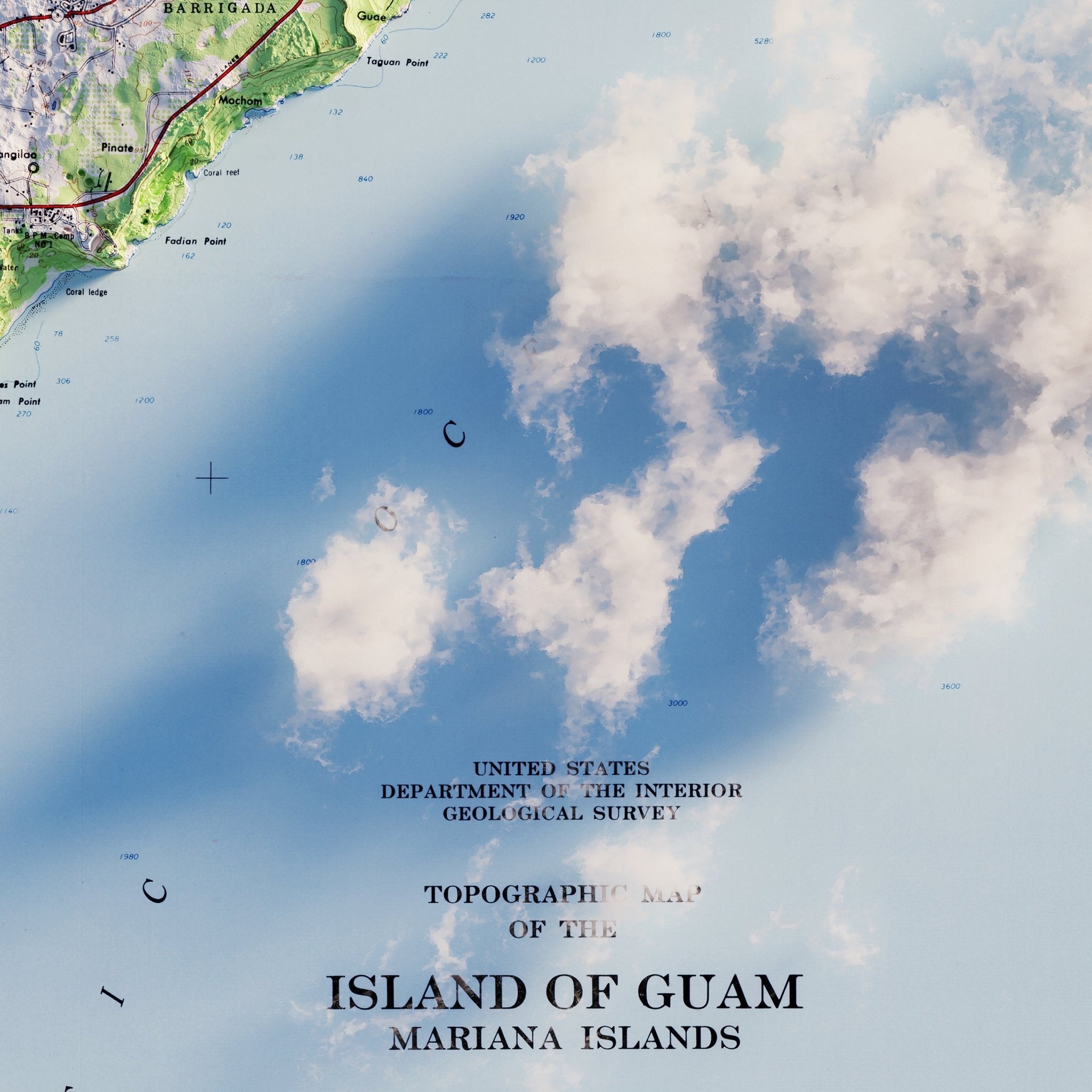 Vintage Guam Relief Map (1965) | Muir Way