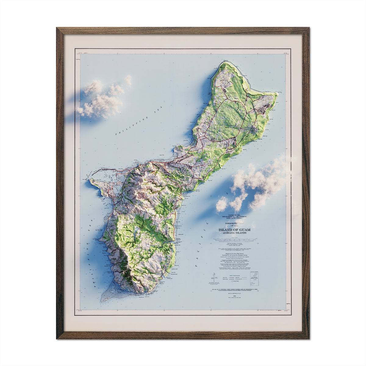 Vintage Guam Relief Map (1965) | Muir Way