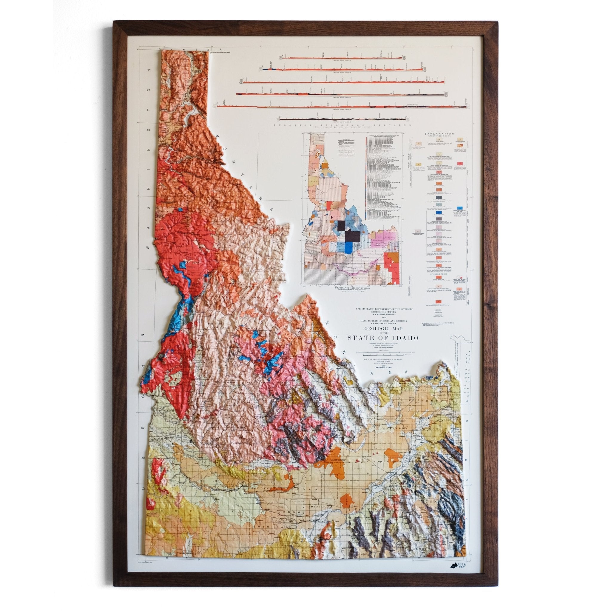 Idaho Relief Map Prints | Hydrological & Elevation Maps – Muir Way