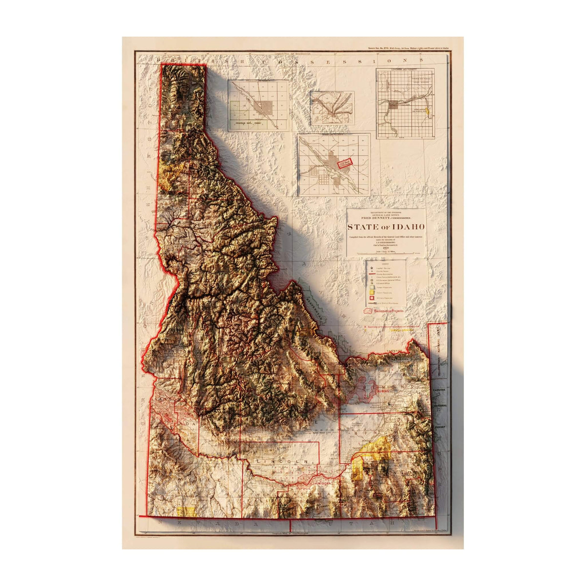 Vintage Relief Map of Idaho (1909) | Muir Way
