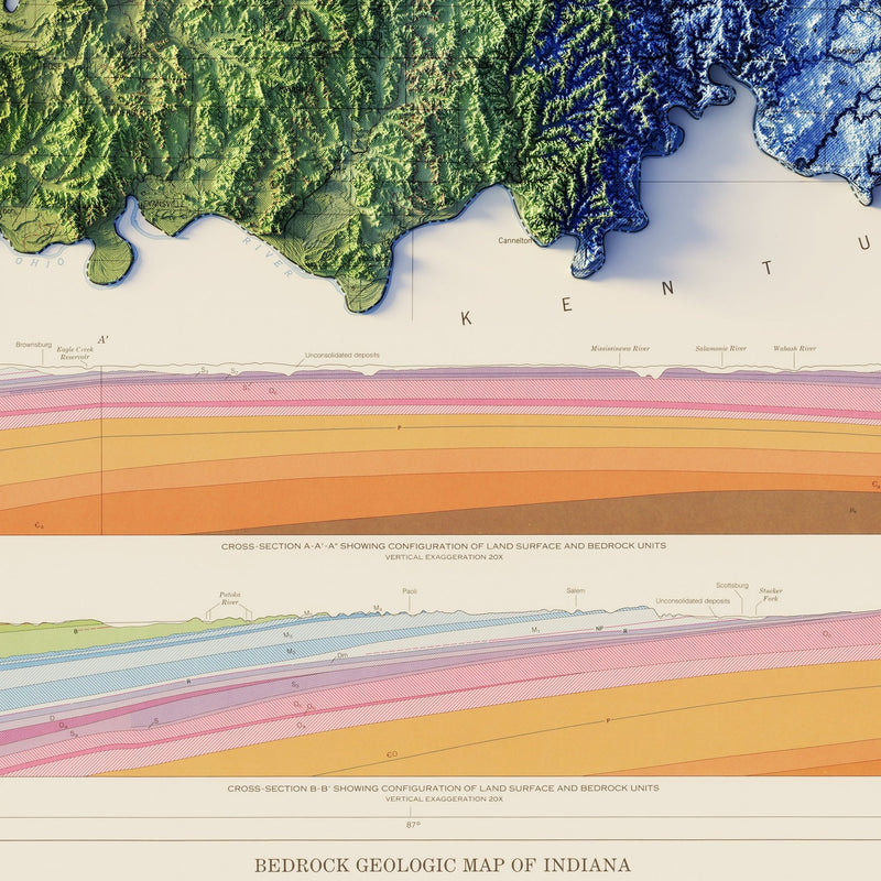 Enhanced Indiana Relief Map (1987) | Muir Way