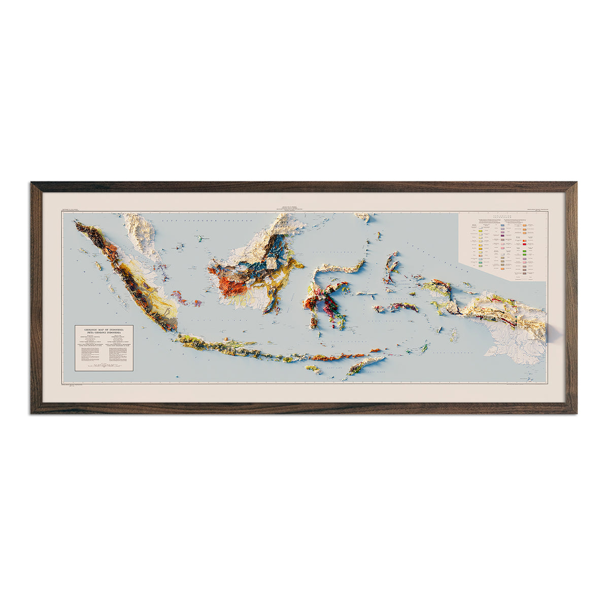 Enhanced Vintage Map of Indonesia (1965) Relief Map | Muir Way