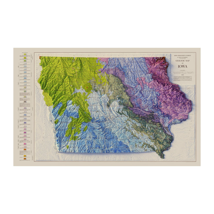 Iowa Relief Maps | Hydrological & Elevation Map Prints – Muir Way
